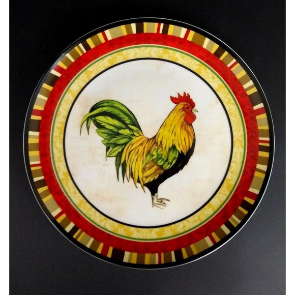 Unbranded | Accents | Decorative Rooster Plate 95 Red Green Gold Black ...